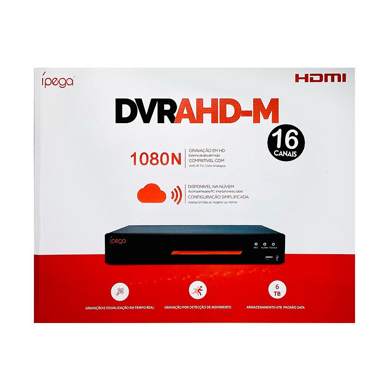 Gravador Vídeo DVR 16 Canais 5 Em 1 AHD IP TVI CVI Analógica ...
