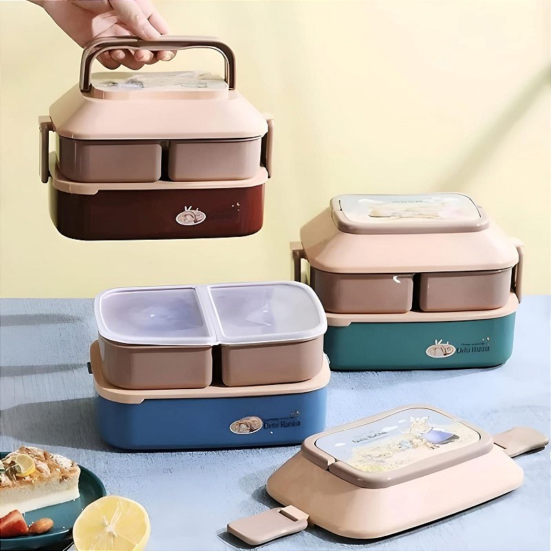 Marmita Lancheira Infantil 3 Compartimentos Com Talheres Debi Rabbit ...