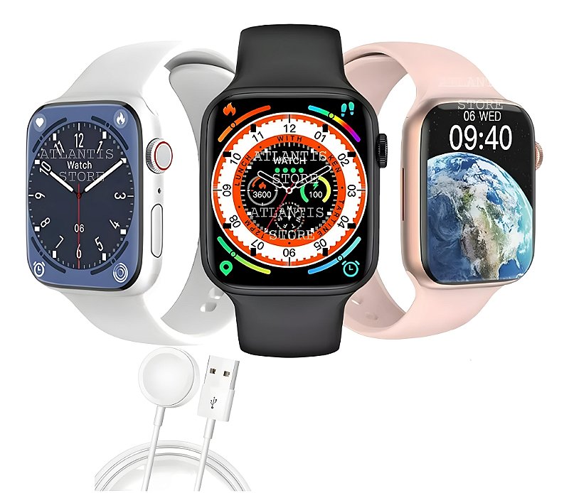 Relógio Inteligente Smartwatch W57 Pro Max NFC Bazik Prime + 7 Pulseiras - Importados NAVI Atacado