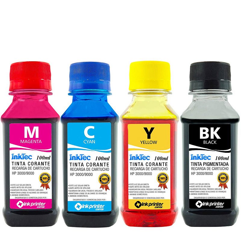 Tinta InkTec para Recarga de Cartucho de Impressora HP (4x100ml ...