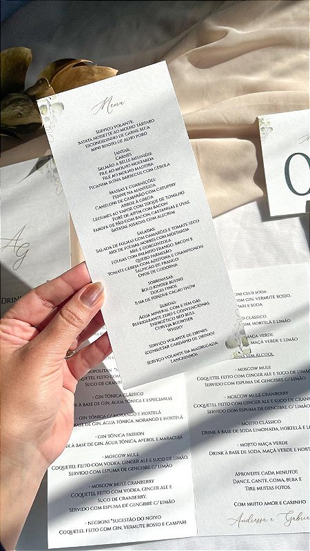 Menu Tradicional Texturizado - Bi Paper Convites