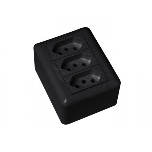 CJ TOMADA TRIPLA 20A SOBREPOR - BLUX OVERLAP GRAFITE - AG Leste Materiais