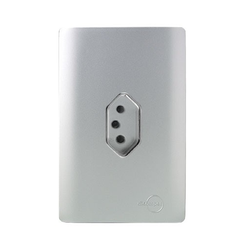 CJ TOMADA 10A VERTICAL 4X2 - NOVARA PRATA CROMADO - AG Leste Materiais
