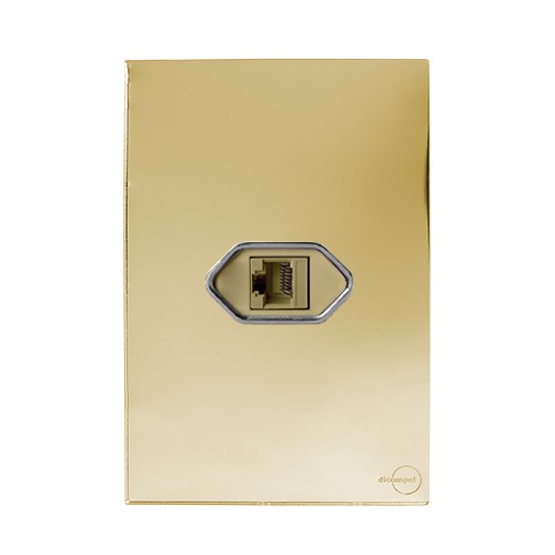 CJ ENTRADA RJ45 (INTERNET) 4X2 - GLASS DOURADO CROMADO - AG Leste Materiais