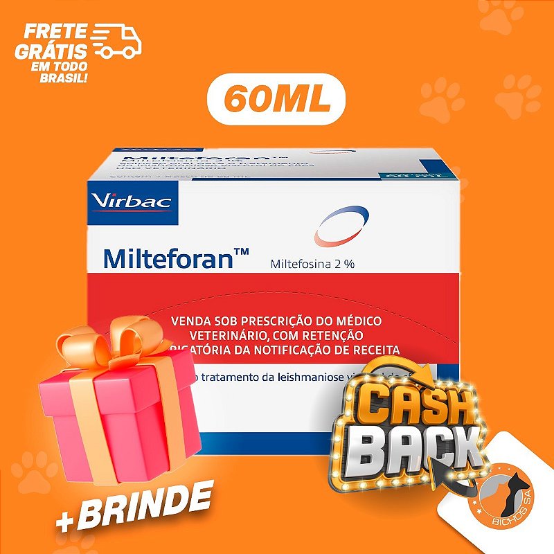 Milteforan Virbac 60ml | Leishmaniose Canina | Frete Grátis - BichosPetshop