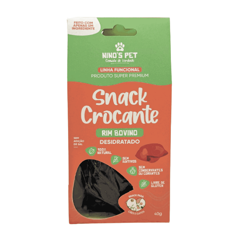 Snack Crocante Rim Bovino Desidratado 40g Ninos Pet - BichosPetshop