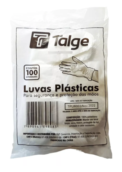 LUVA PLÁSTICA TALGE C/100 - Esmaltaria Lorean