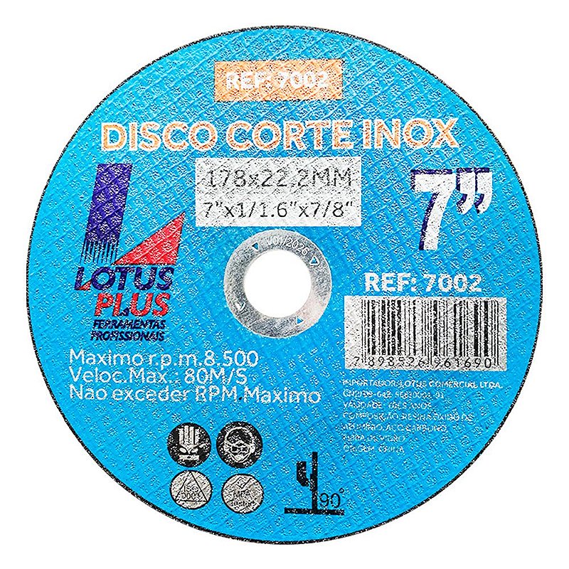 Disco de Corte Ferro Inox 7 Polegadas 180mm x 1,6mm Lotus 7002 ...