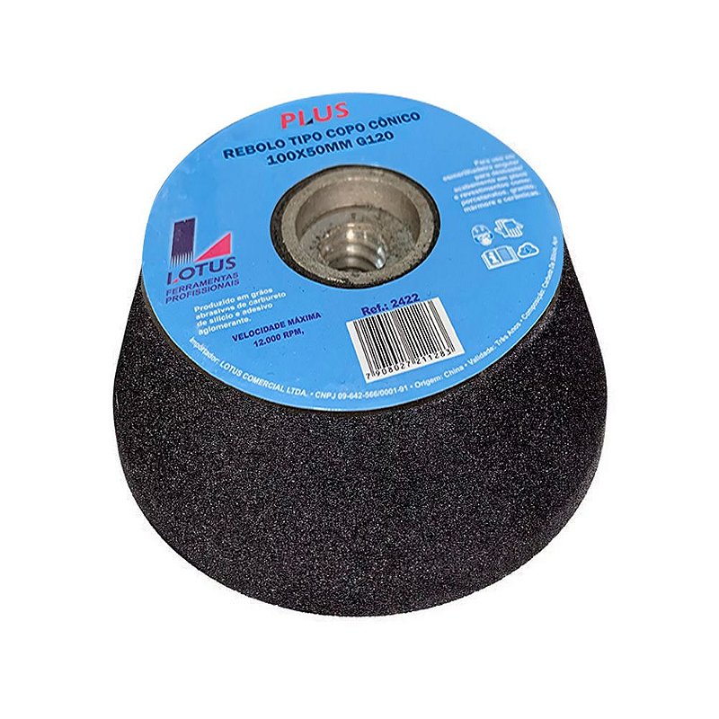 Rebolo Tipo Copo Cônico Porcelanato Grão 120 12000RPM Lotus 2422 ...
