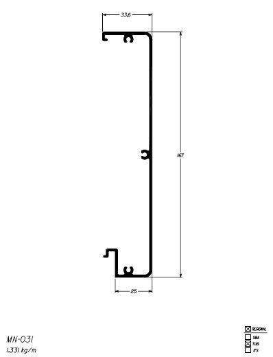 MN-031 7,98 KG/ BARRA 6,00 ML PARA JANELA INTEGRADA AUTOMATIZADA - ALLUWEB SHOPPING DO ALUMINIO