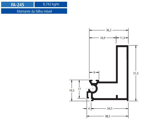 FA-245 4.45 KG POR BARRA 6,00 ML FACHADA ATLANTA ESQUADRIA DE ALUMINIO - ALLUWEB SHOPPING DO ...