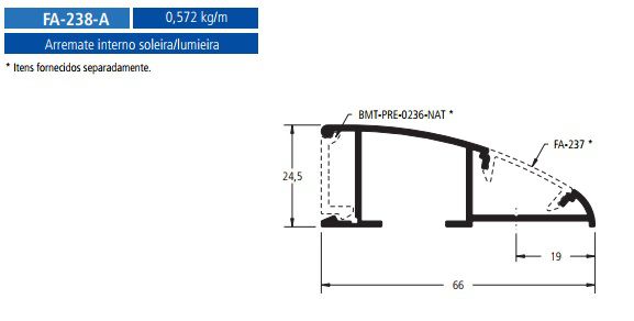 FA-238A 3.43 KG POR BARRA 6,00 FACHADA ATLANTA ESQUADRIA DE ALUMINIO ...
