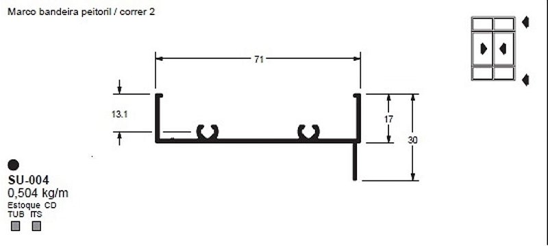 SU-004(ALS-004) 3,02 KG BARRA 6,00 ML LS - ALLUWEB SHOPPING DO ALUMINIO