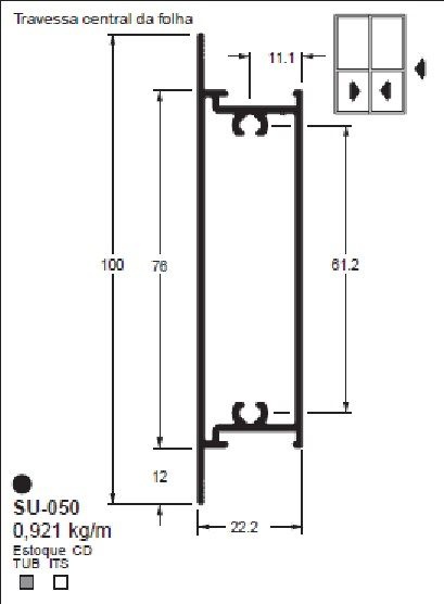 SU-050(ALS-050) 5,52 KG BARRA 6,00 ML LS - ALLUWEB SHOPPING DO ALUMINIO