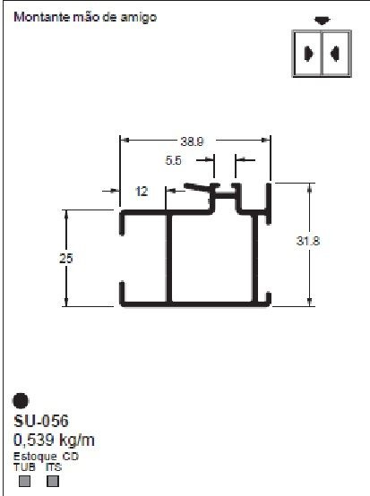 SU-056(ALS-056) 3,23 KG BARRA 6,00 ML LS - ALLUWEB SHOPPING DO ALUMINIO