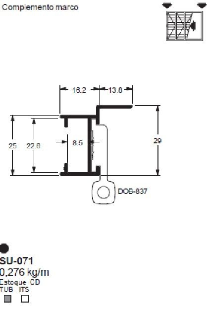 SU-071(ALS-071) 1,66 KG BARRA 6,00 ML LS. - ALLUWEB SHOPPING DO ALUMINIO