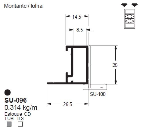 SU-096(ALS-096) 1,89 KG BARRA 6,00 ML LS - ALLUWEB SHOPPING DO ALUMINIO