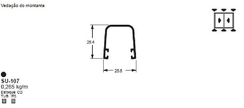 SU-107(ALS-107) 1,59 KG BARRA 6,00 ML LS - ALLUWEB SHOPPING DO ALUMINIO