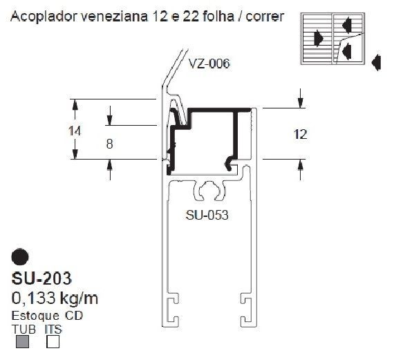 SU-203(ALS-203) 0,678 KG BARRA 6,00 ML LS - ALLUWEB SHOPPING DO ALUMINIO