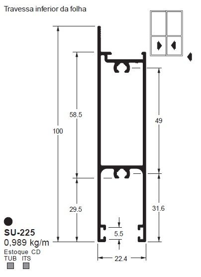 SU-225(ALS-225) 5,93 KG BARRA 6,00 ML LS - ALLUWEB SHOPPING DO ALUMINIO