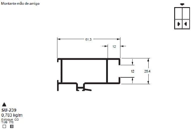 SU-239(ALS-239) 4,69 KG BARRA 6,00 ML LS - ALLUWEB SHOPPING DO ALUMINIO