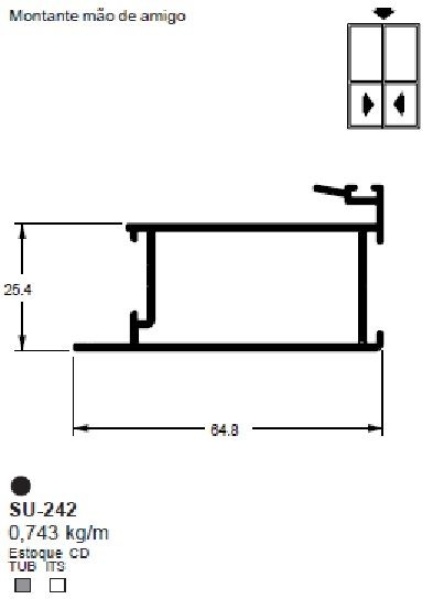 SU-242(ALS-242) 4,45 KG BARRA 6,00 ML LS - ALLUWEB SHOPPING DO ALUMINIO