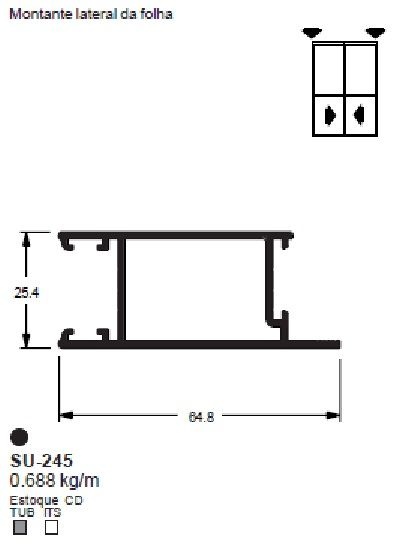 SU-245(ALS-245) 4,12 KG BARRA 6,00 ML LS - ALLUWEB SHOPPING DO ALUMINIO