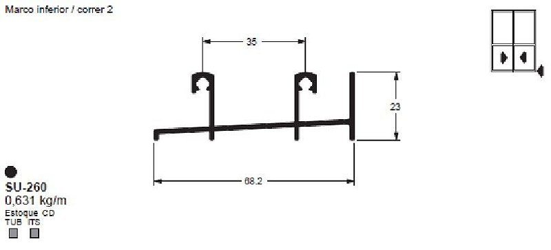SU-260(ALS-260) 3,78 KG BARRA 6,00 ML LS - ALLUWEB SHOPPING DO ALUMINIO