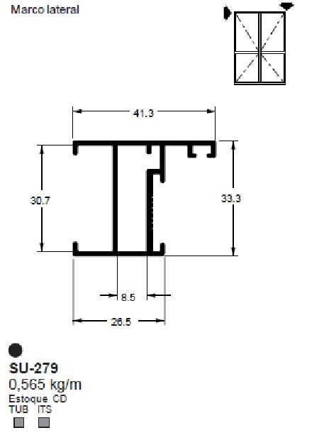 SU-279(ALS-279) 3,39 KG BARRA 6,00 ML LS - ALLUWEB SHOPPING DO ALUMINIO
