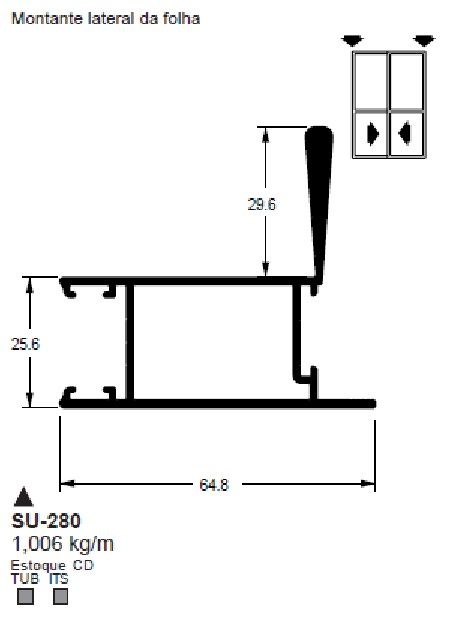 SU-280(ALS-280) 6,03 KG BARRA 6,00 ML LS - ALLUWEB SHOPPING DO ALUMINIO