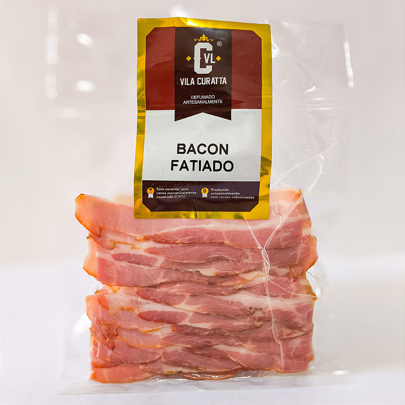 Bacon Artesanal Defumado Fatiado 500g - Vila Curatta