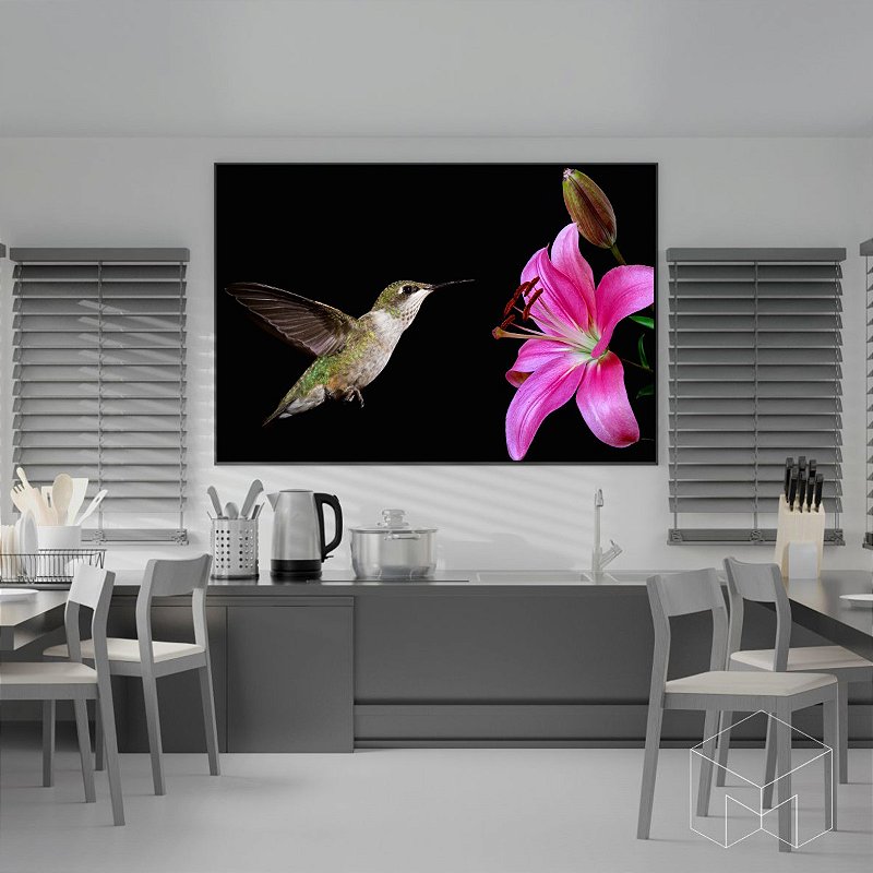Quadro - Flor e Beija-flor - 130x90cm - Malires Gráfica