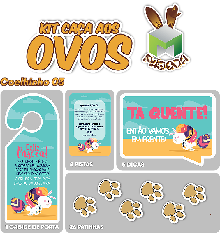 Páscoa - Caça aos Ovos - Tema Coelhinho 03 - Malires Gráfica