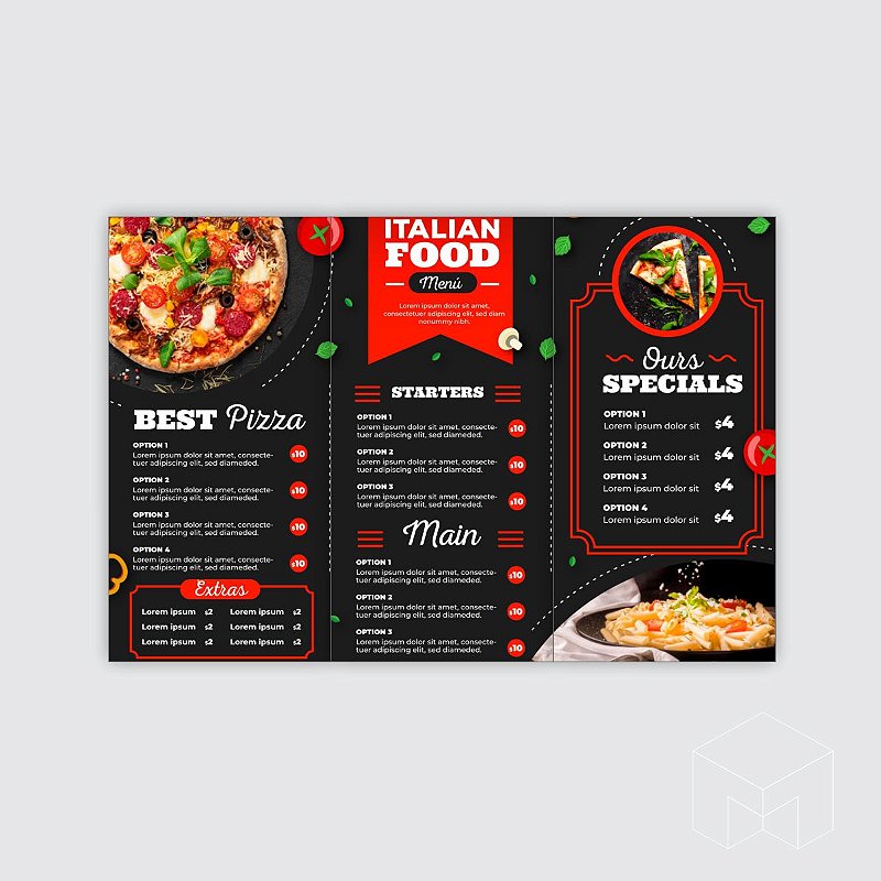 CARDAPIO 45x31cm - 8 UNIDADES - Malires Gráfica