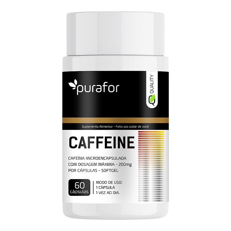 Cafeína 200mg Purafor Caffeine Microencapsulada 60 cápsulas Softgel ...