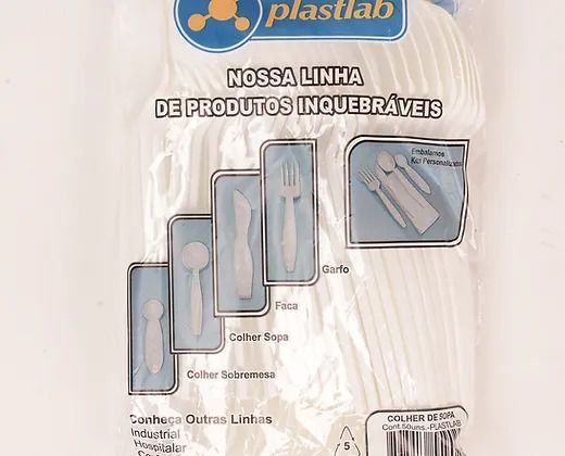 COLHER INQUEBRÁVEL BRANCO C/50 UND PLASTLAB - Stock Embalagens