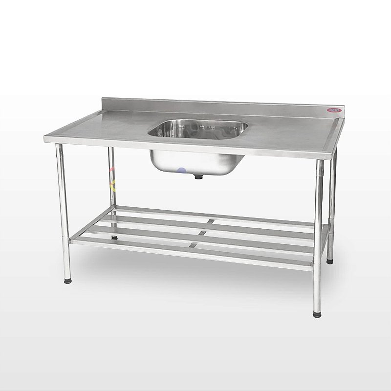 Mesa Inox 430 com Pia e 1 Cuba 150 X 70cm - ORTOMAQ LTDA