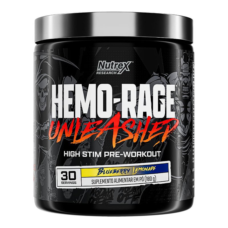 Pre Treino Hemo Rage Unleashed 180g Bluebery Lemonade Nutrex - Taurene ...
