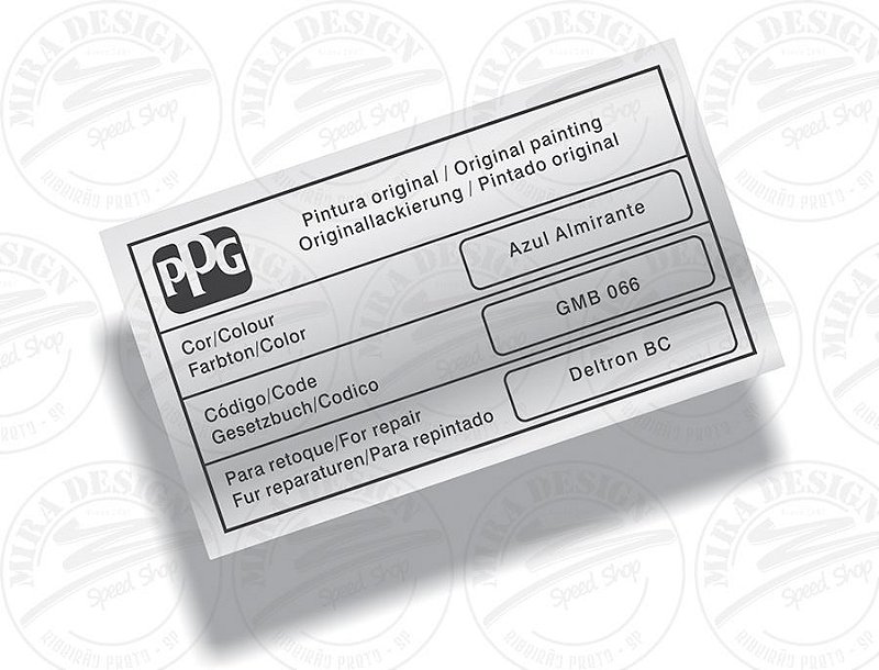 Adesivo Código Cor AZUL ALMIRANTE Chevrolet PPG - Mira Design Adesivos ...