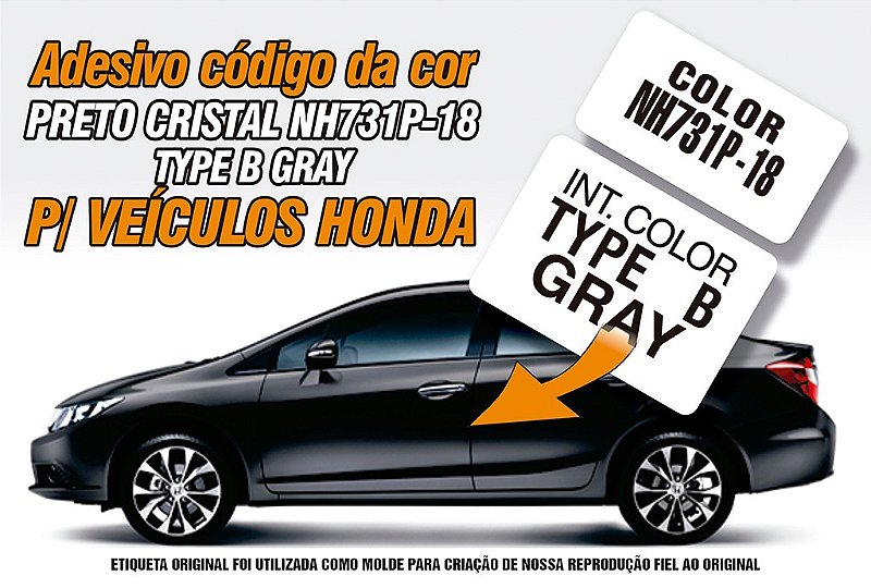 Adesivo Código Cor PRETO CRISTAL NH731P-18 / TYPE B GRAY p/ Veículos ...