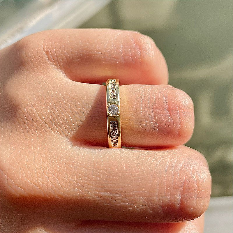 VL 502 - Solitário em Ouro Amarelo 18K - Valentim Joias e Alianças
