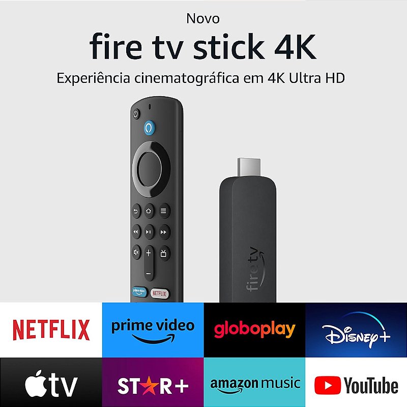 Novo Fire TV Stick 4K | Streaming com Dolby Vision/Atmos e suporte a wi ...