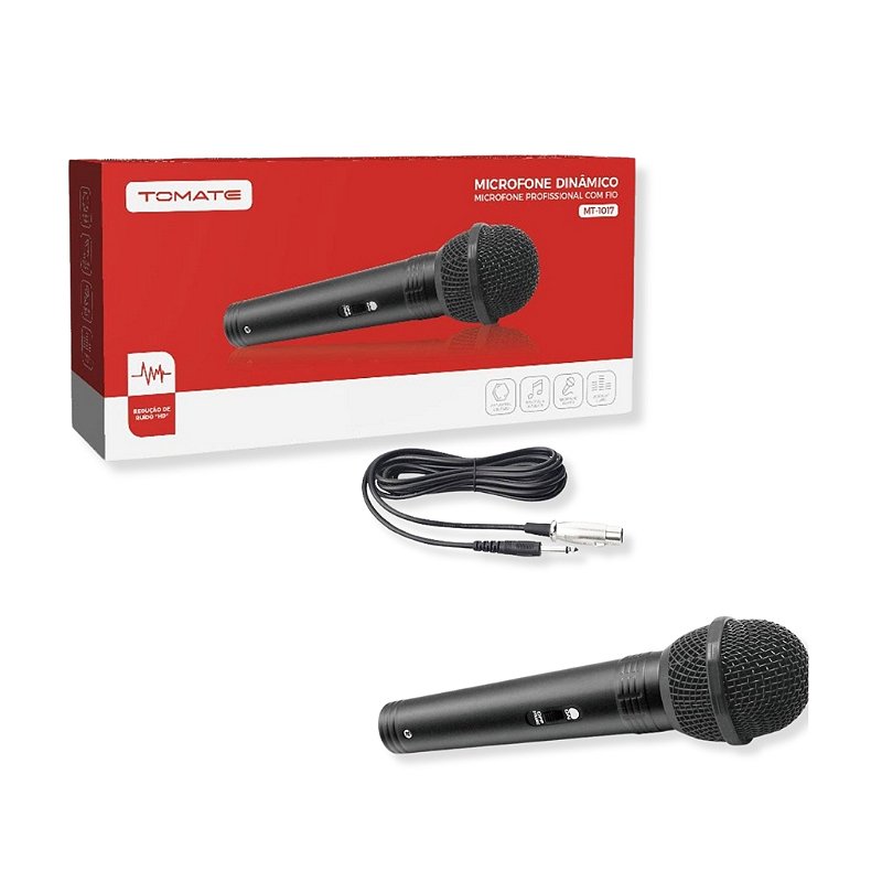 MICROFONE COM FIO PARA USO PROFISSIONAL CABO 4MT SAIDA TIPO P10 MT-1017 ...