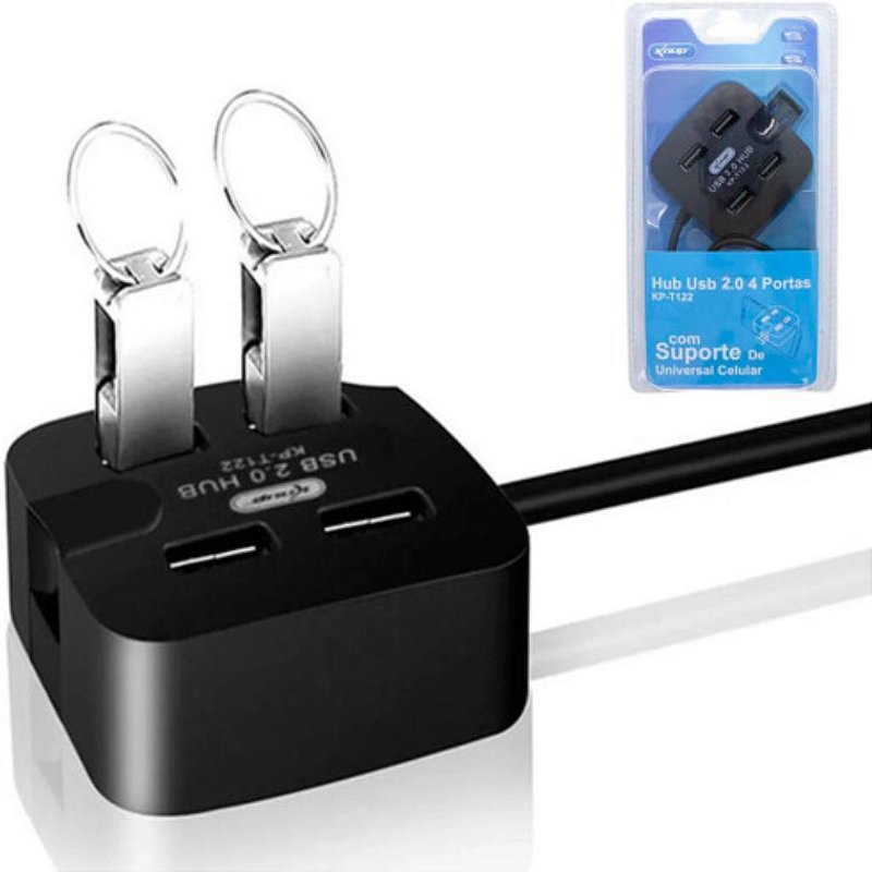 HUB USB 4 PORTAS COM CONEXAO USB VIA CABO - MARCA: KNUP KP-T122 - Gimix informatica