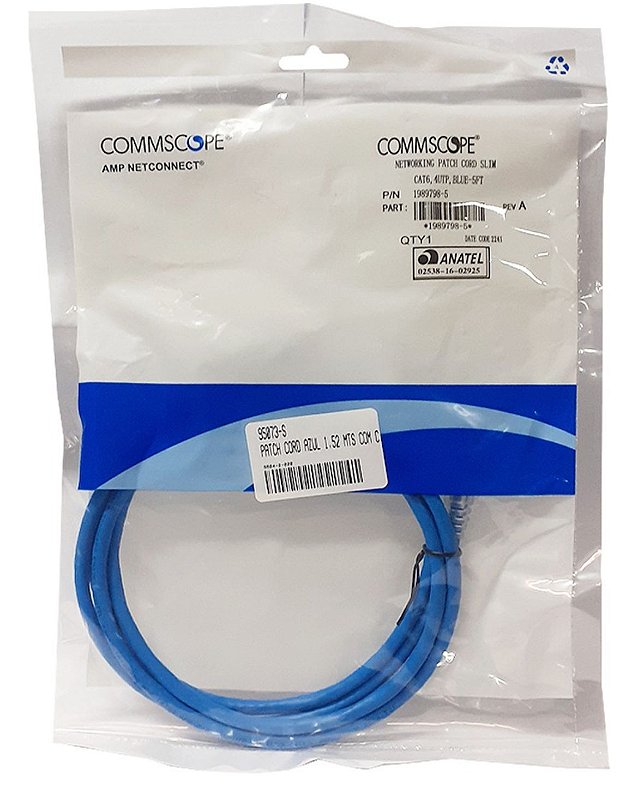 Patch Cord Commscope Amp Netconnect Cat6 Slim 1,52 Mts Azul - Monster ...
