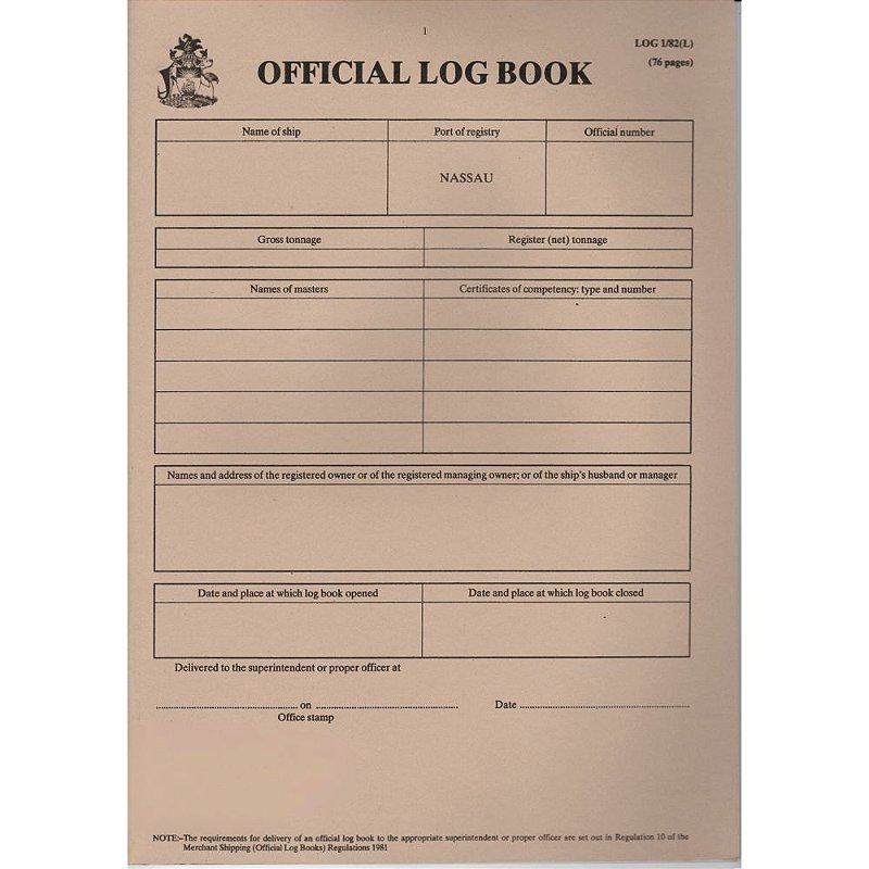 BAHAMAS Official Log Book (Log 1/82) | Life Safety - Life Safety
