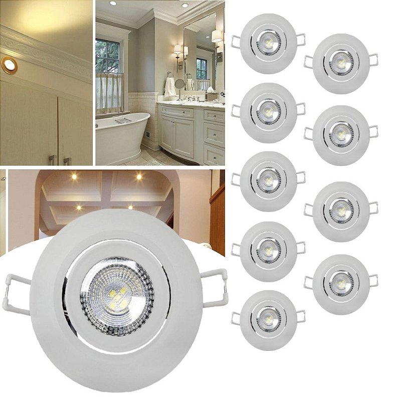 Kit 10 Spot Led 3w Redondo Direcionável Luz Branco Frio - 81199 - ARCO ...