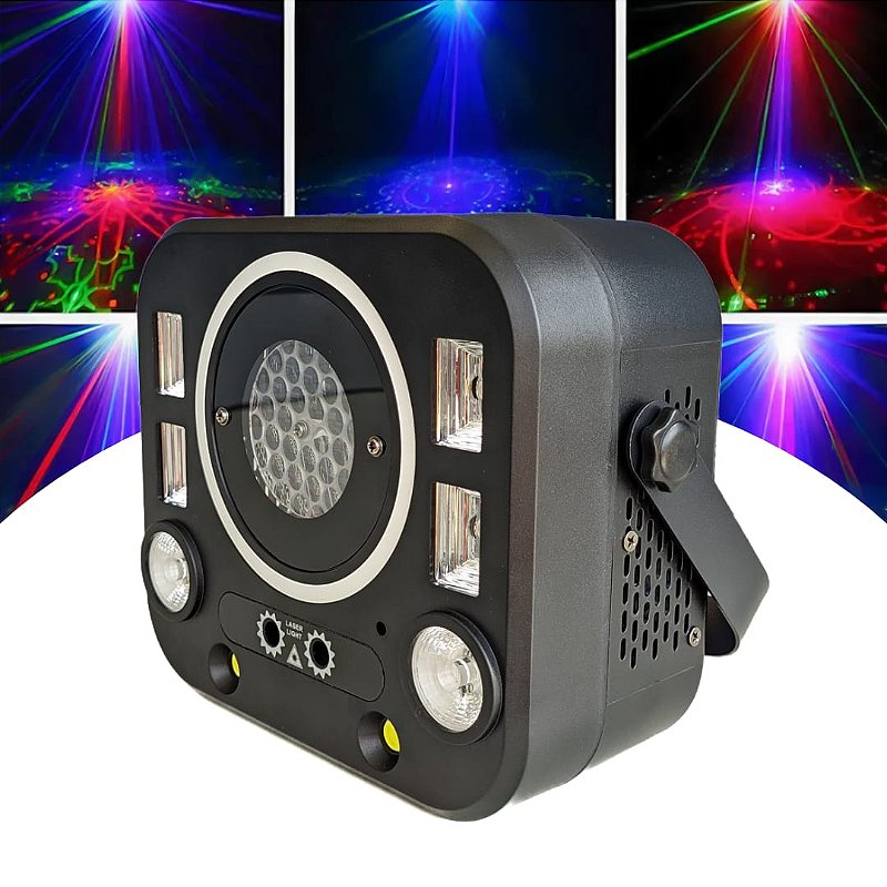 Projetor Mult Raio Rgb Strobo Laser Dmx 4 em 1 - 82612 - ARCO ÍRIS LED