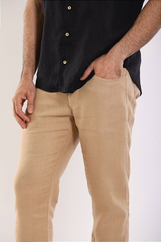 Calça Puro Linho Caramelo - Studio Aja