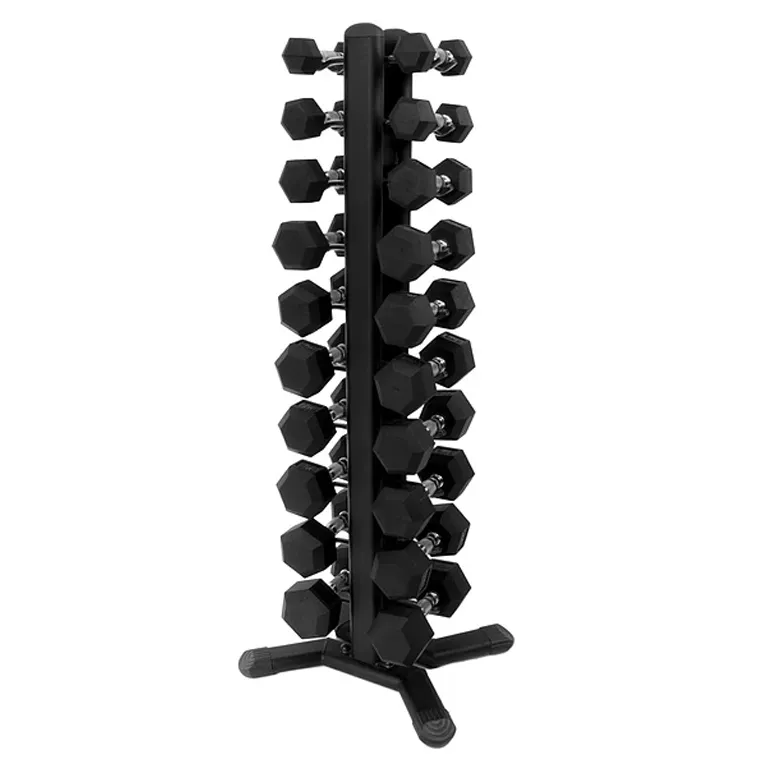 CONJUNTO HALTERES SEXTAVADOS DE 1 A 10KG + SUPORTE - Sim Fitness
